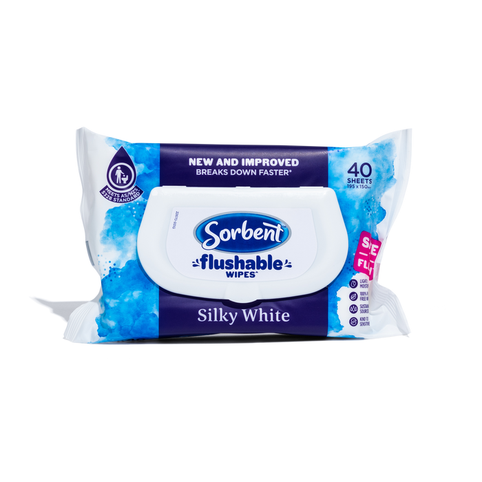 Silky White Flushable Wipes