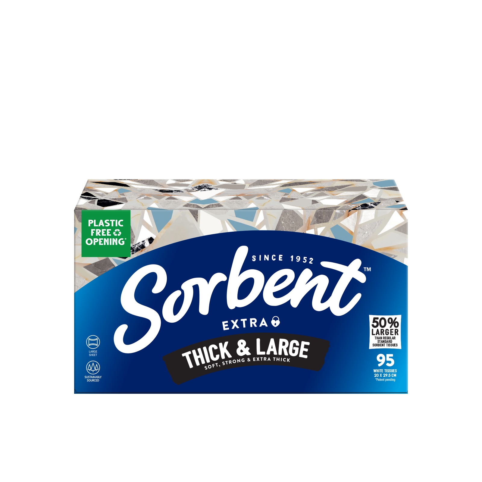 Sorbent Thick & Large Facial Tissues - 95 Pack